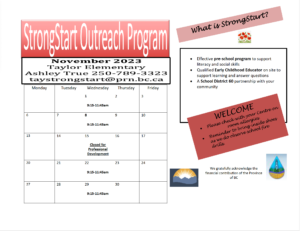 Outreach StrongStart Program for Taylor *November 2023* - Early Learning